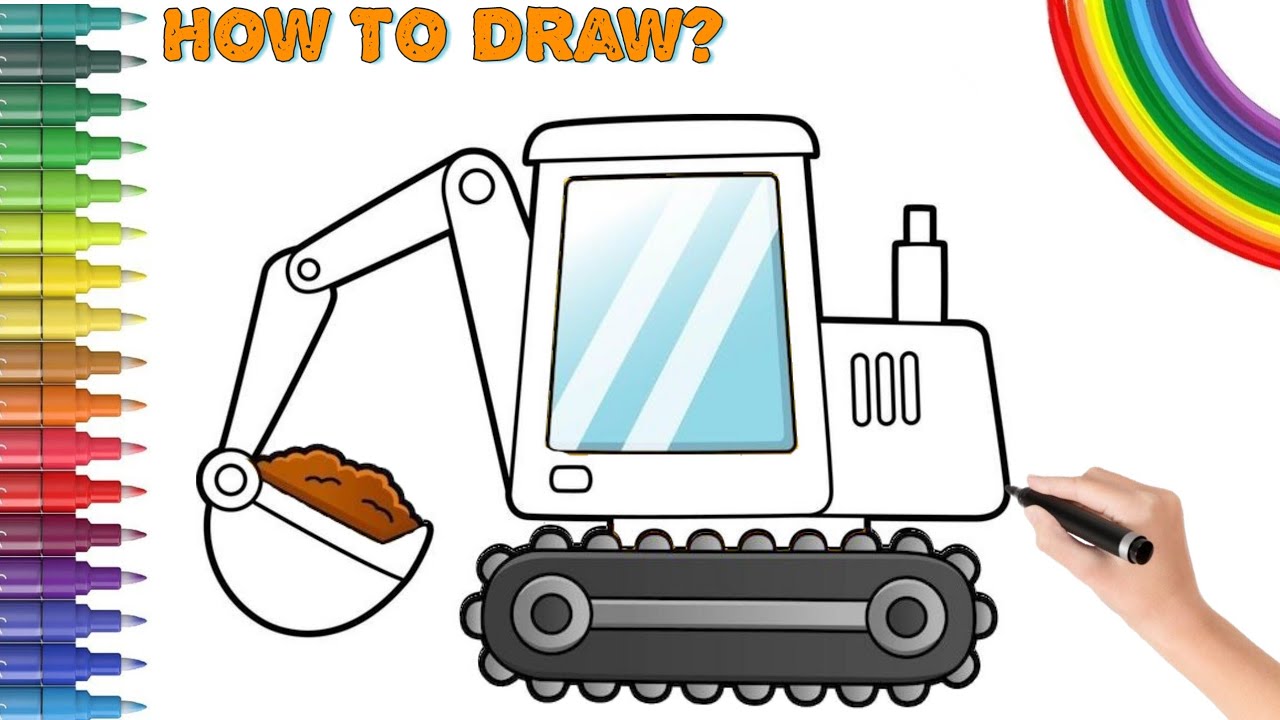 How to draw Excavator? || Step-by-Step Drawing and Coloring of an ...