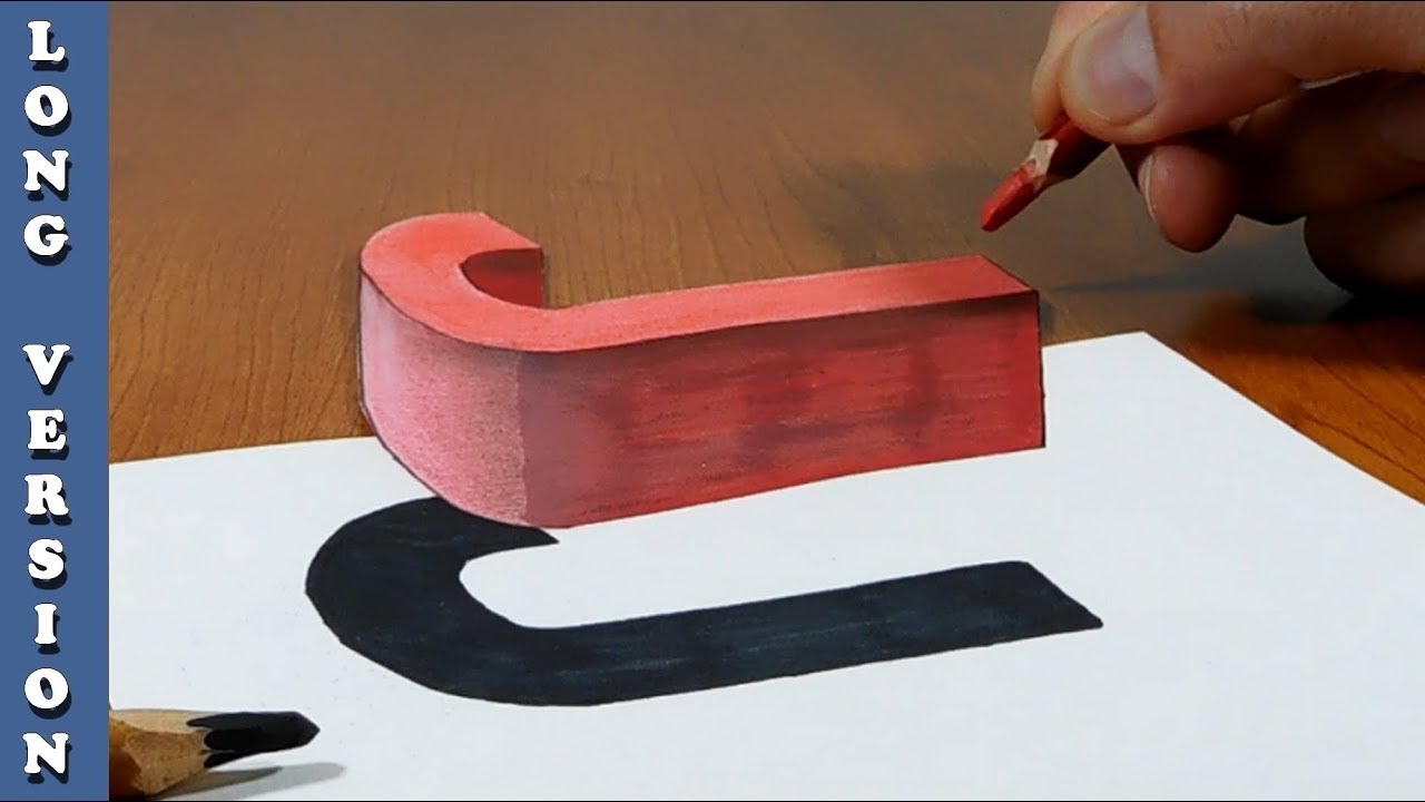 Try to do 3D Trick Art on Paper, floating letter J, Long Version - YouTube