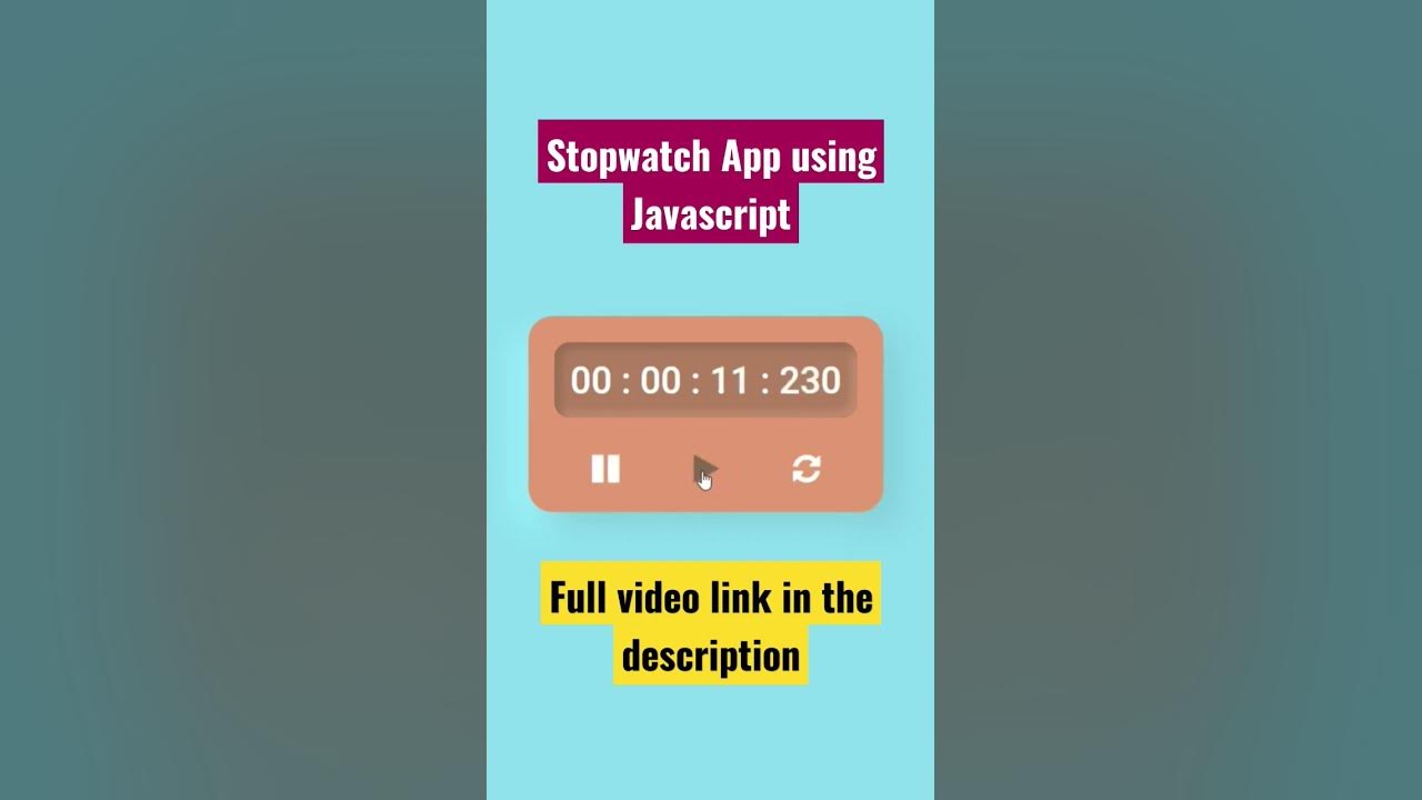 Stopwatch Simple Project Using Javascript Youtube