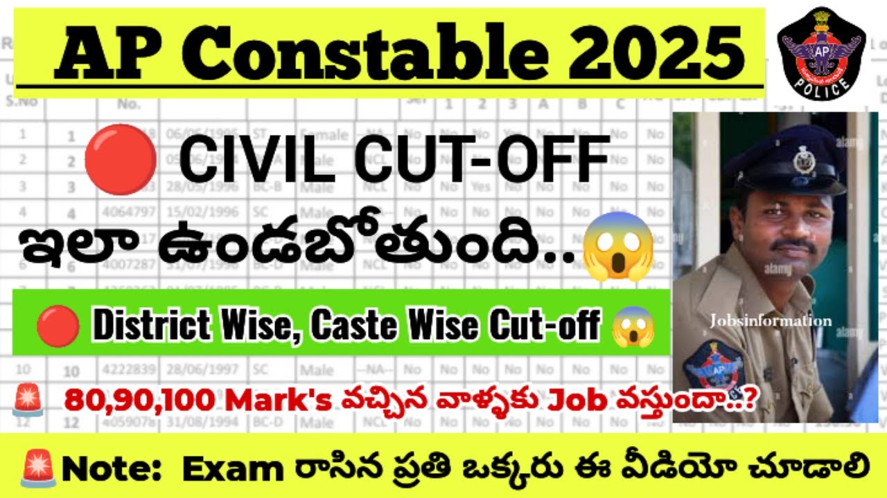 AP Constable 2025 | Civil CUT-OFF ఇలా ఉండబోతుంది | District Wise,Caste ...