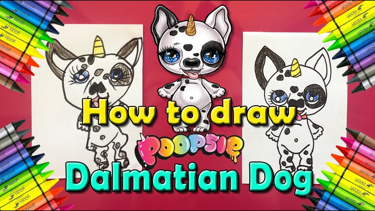 How to draw a Dalmatian Dog from Poopsie Slime Surprise Easy Cute ...