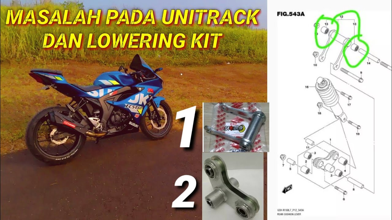 PENYEBAB BUNYI PADA UNITRACK DAN LOWERING KIT GSX R150 - YouTube