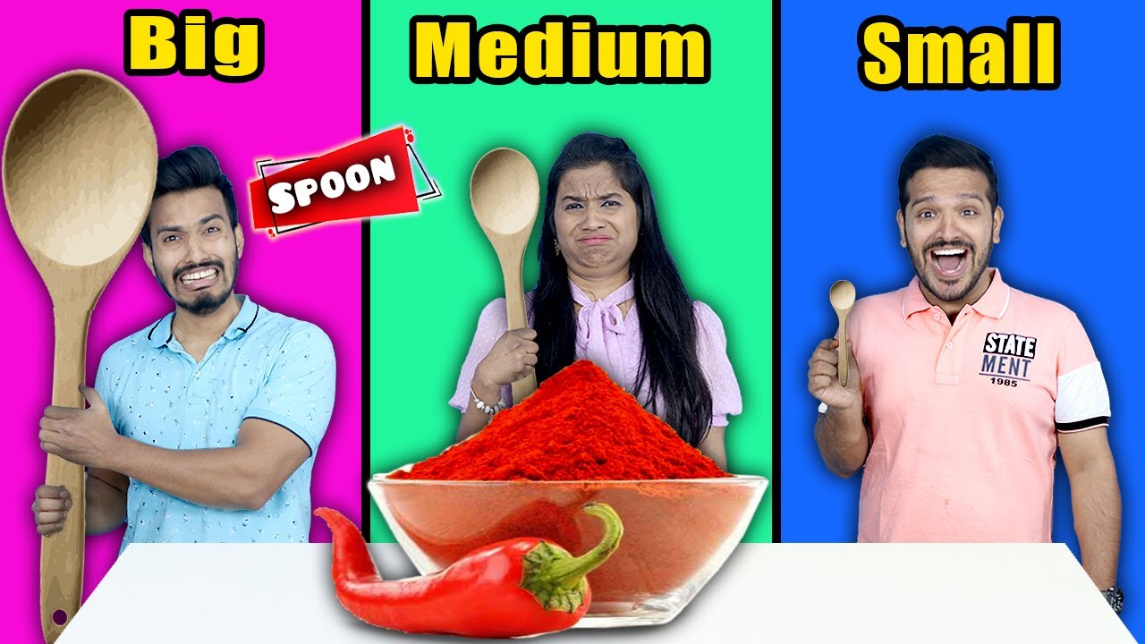 Big Vs Medium Vs Small SPOON Challenge | Food Challenge India | Hungry ...