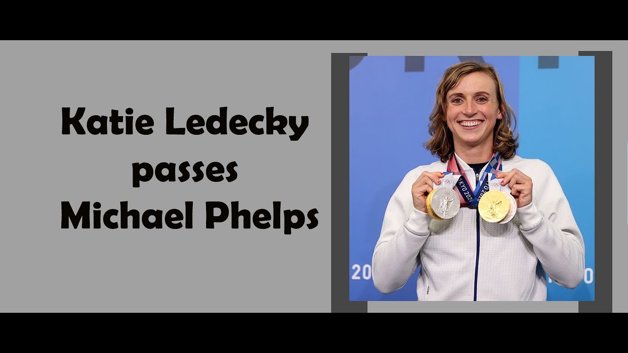 Katie Ledecky passes Michael Phelps - YouTube