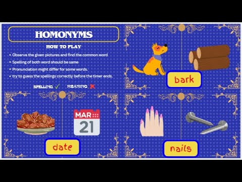Homonyms in English | 30 words with definition - YouTube