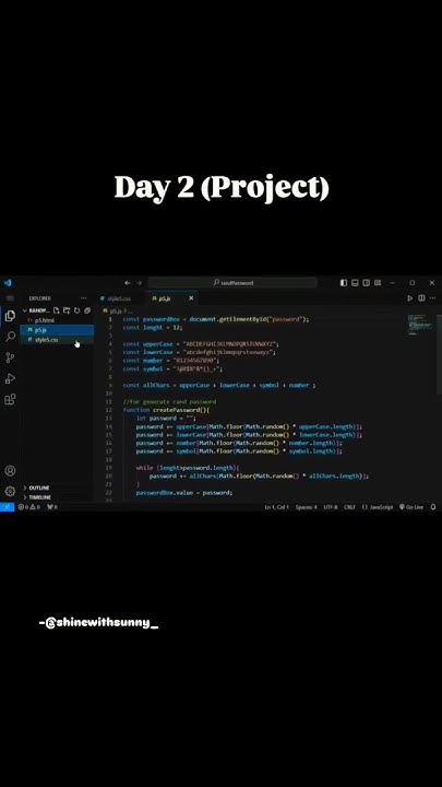 Project Generate Random Password Day 2 Using Html Css Javascript Coding Shorts Youtube