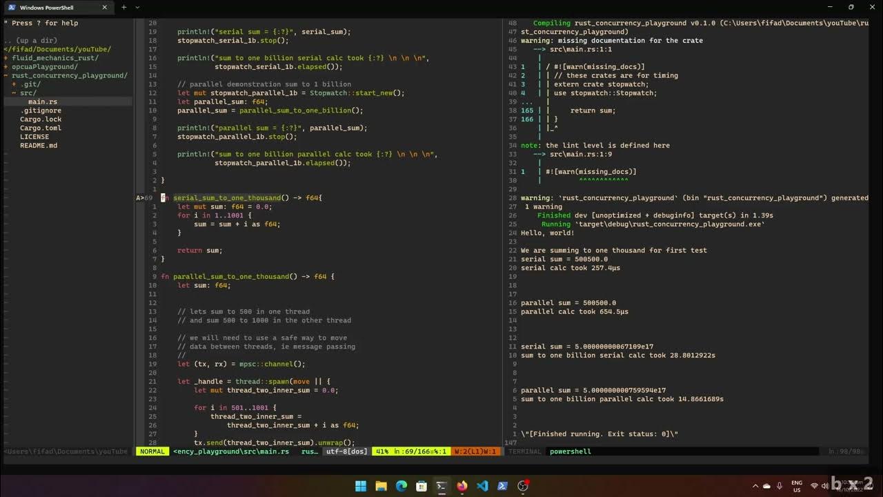 rust documentation demo 1 - my personalised setup with cargo watch and nvim - YouTube