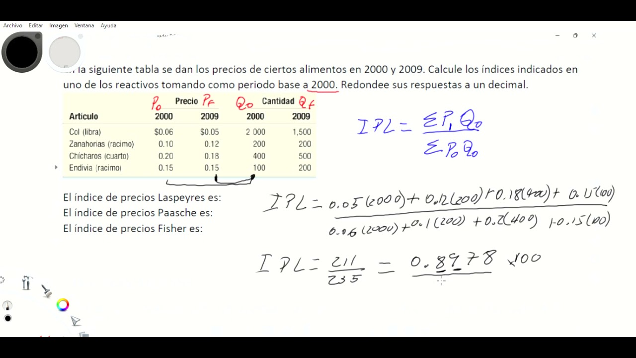ÍNDICE DE PRECIOS (Laspeyres, Paasche y Fisher) - YouTube