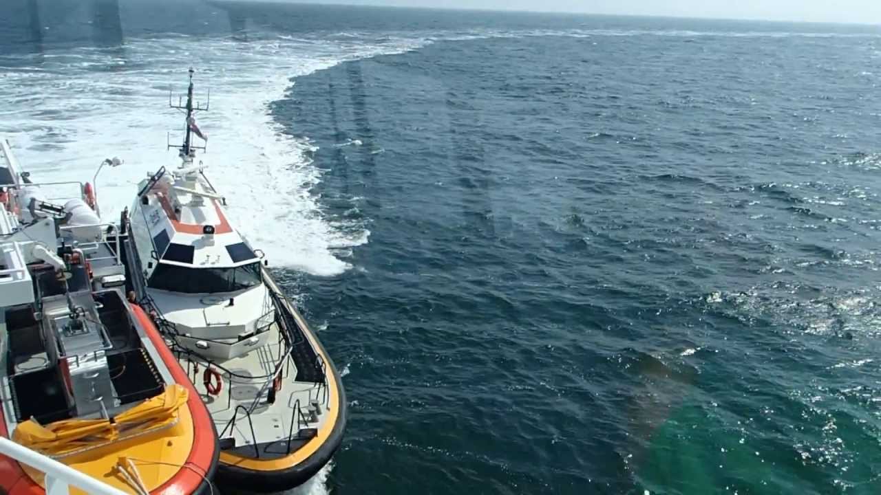 Dutch pilot tender Orion brings some people on board pilot boat Polaris ...