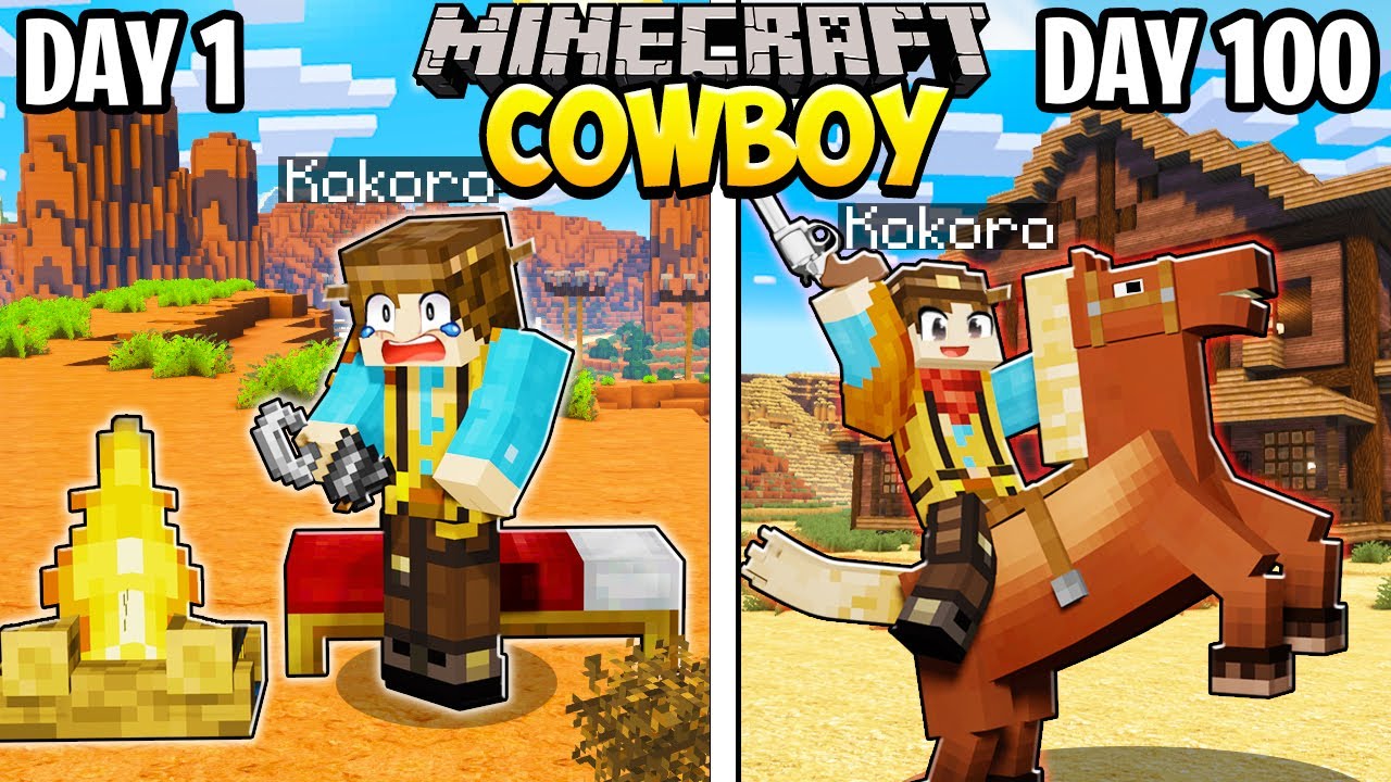 I Survived 100 Days as a COWBOY in Minecraft - YouTube