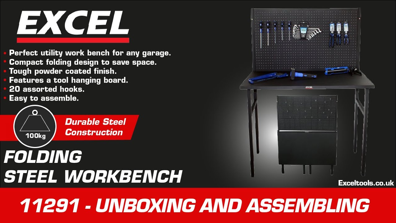 NEW EXCEL STEEL FOLDABLE GARAGE WORKBENCH - UNBOXING + ASSEMBLING - YouTube