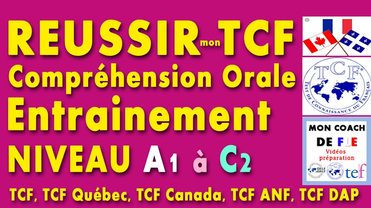 TCF Réussir le TCF Compréhension Orale Entrainement Niveau A1 à C2 TCF ...