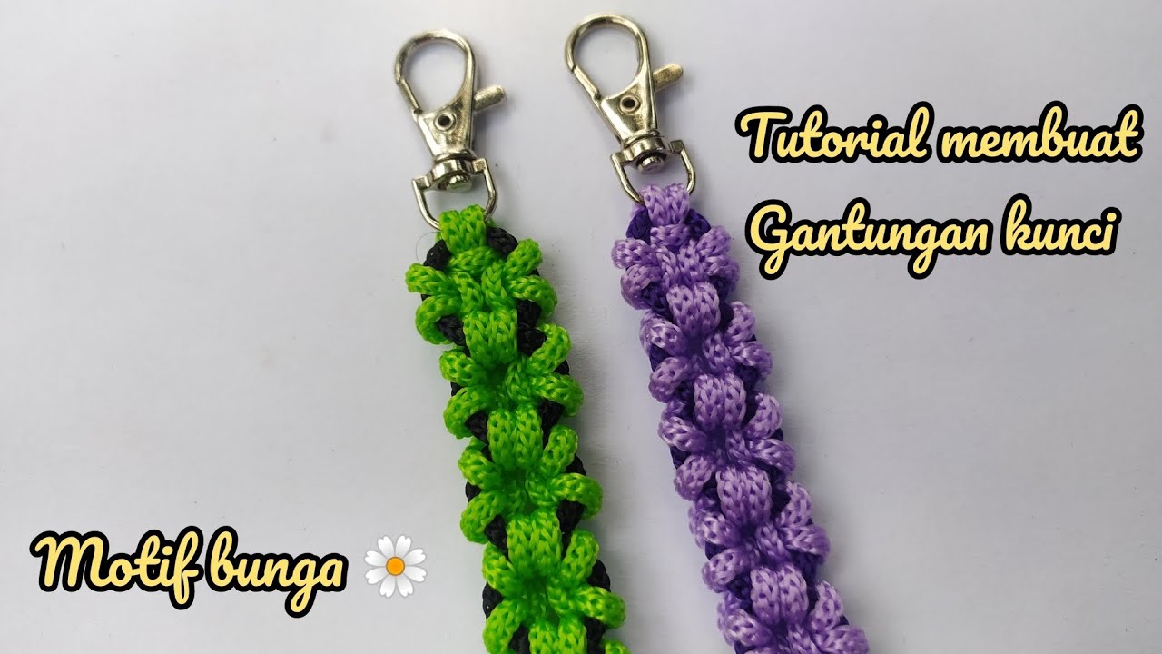Tutorial membuat gantungan kunci motif bunga 🌼 ‼️ DIY key chain - YouTube