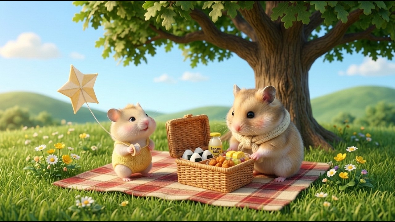 Chubby Hamster Kite Picnic. Lunch Basket Stuck in a Tree ASMR (No ...