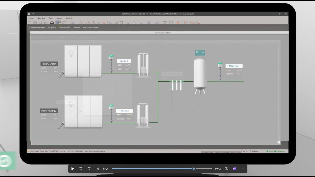 CS Network for compressed air: real-time monitoring and analysis - YouTube