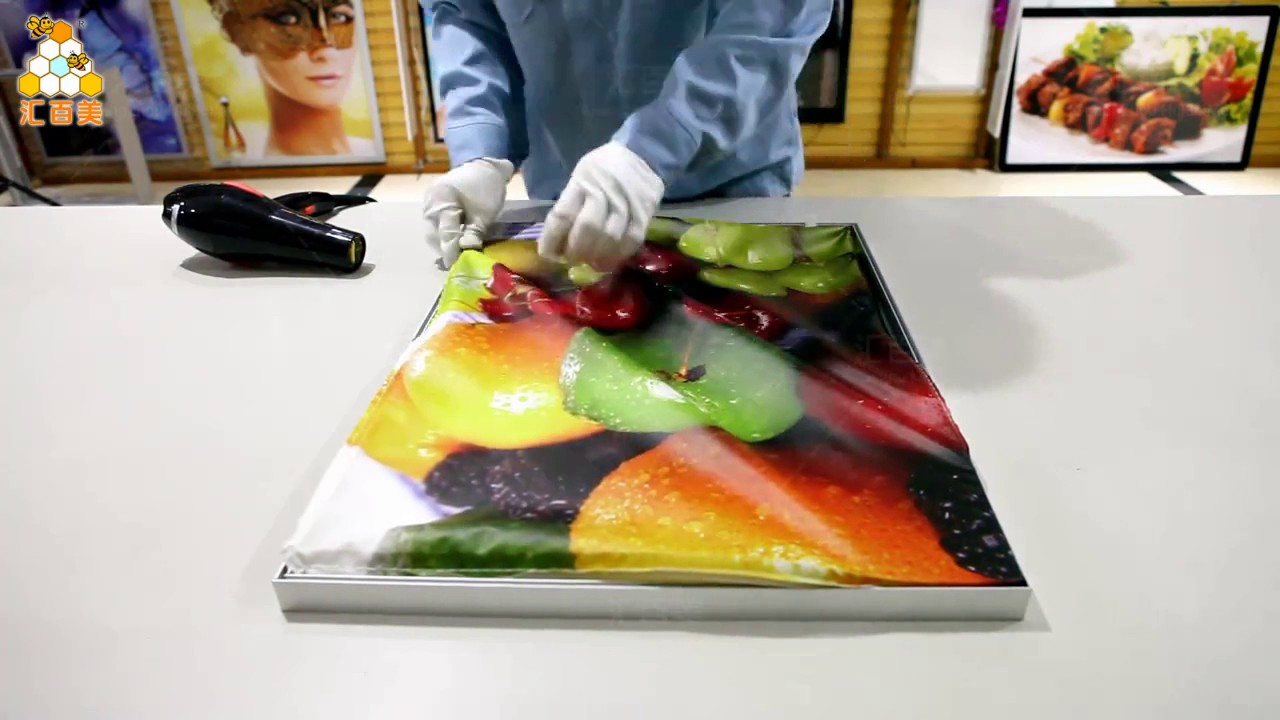 Installation video of single side 17mm frameless fabric light box - YouTube