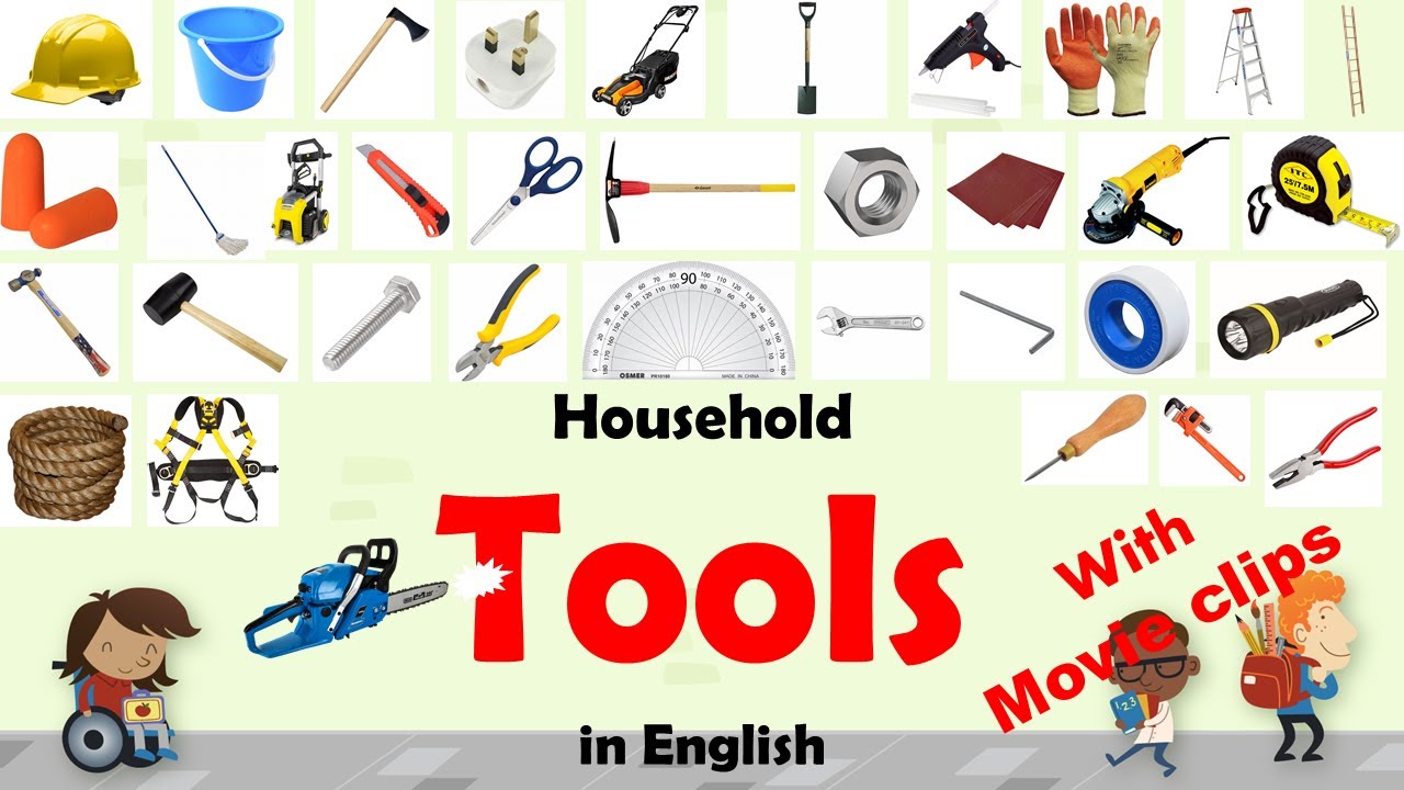 Household Tools | 100 Household Tools vocabulary in English with ...