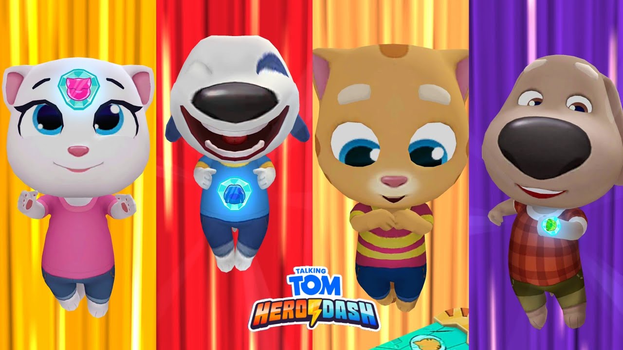 Talking Tom Hero Dash Super Angela vs Super Hank vs Super Ginger vs ...