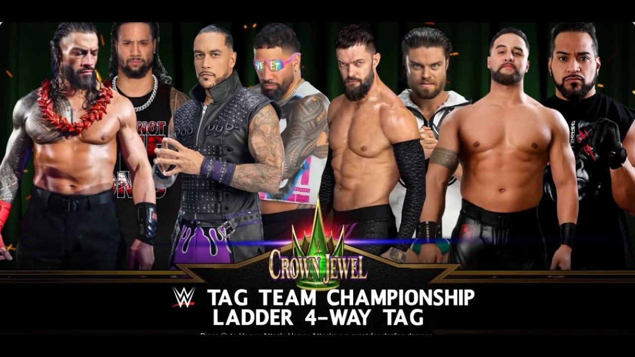 WWE 2K24- 4 Way Tag Team Championship Ladder Match - YouTube