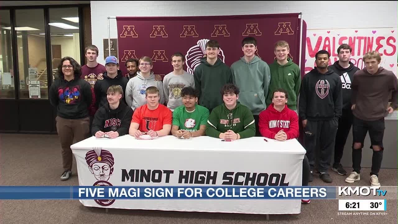 Quintet of Minot High football seniors commits to colleges on historic ...