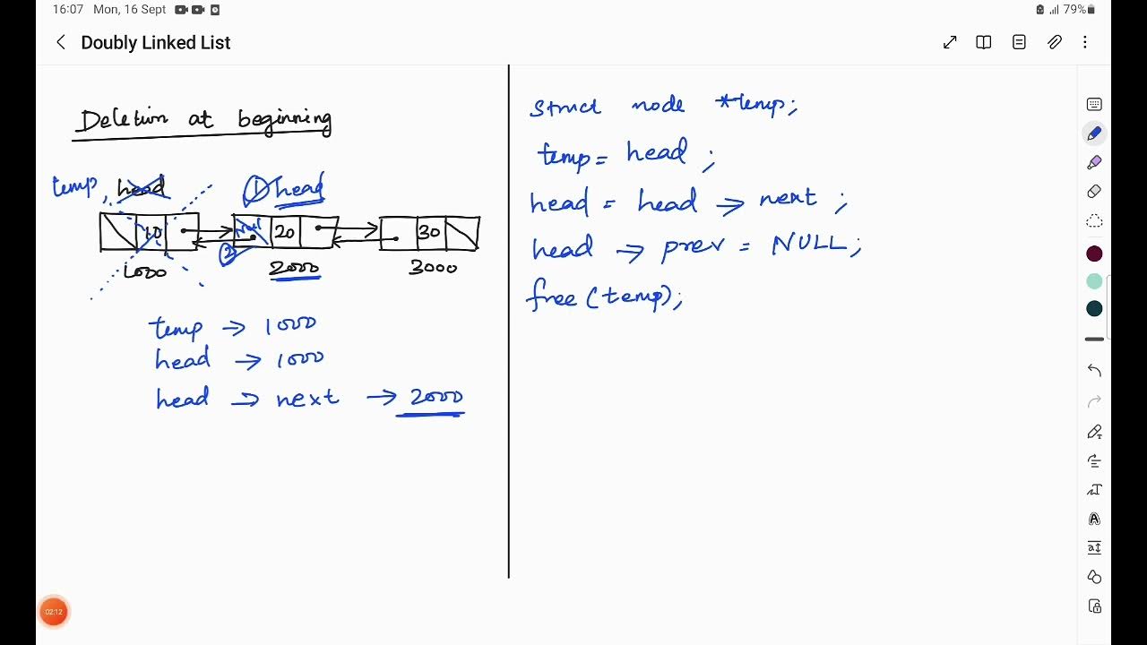 Deletion at beginning and end in Doubly Linked List - YouTube