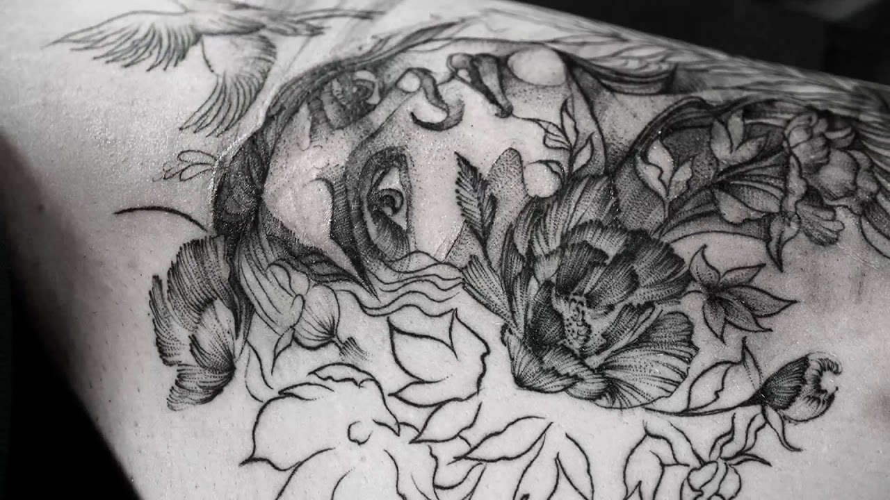 Flower overkill Tattoo timelapse - YouTube