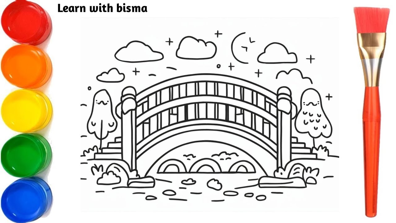 How to Draw bridge drawing, Painting and Coloring for Kids & Toddlers ...