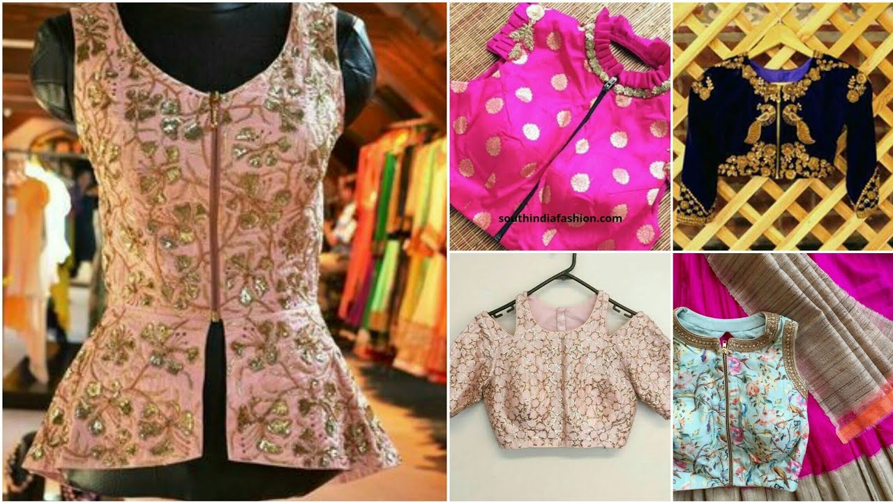 Very attractive front chain blouse designs||Heavy work front chain ...