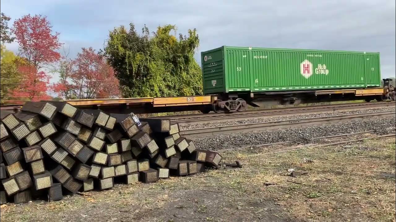 West bound ns 4214 ac44c6m followed by ns 4104 dc to ac ac44c6m followed by up6600 intermodal ...
