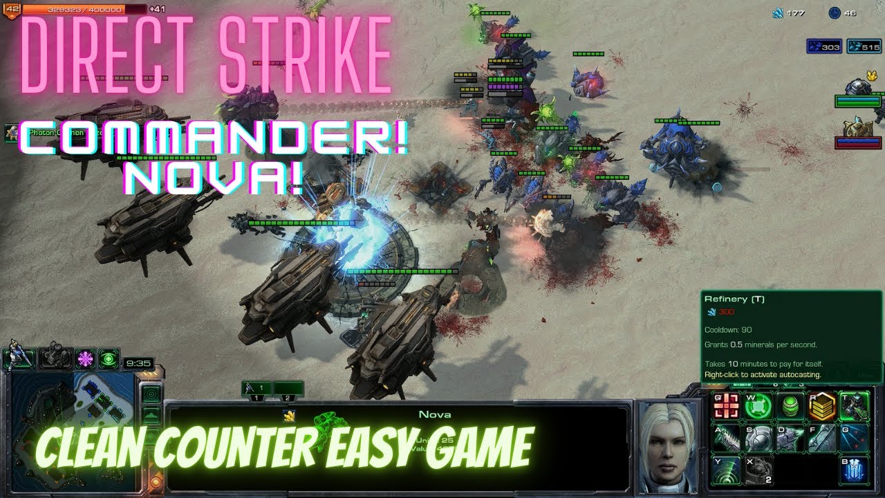 Starcraft 2 Direct Strike Commander Nova: Clean Counter Easy Game - YouTube