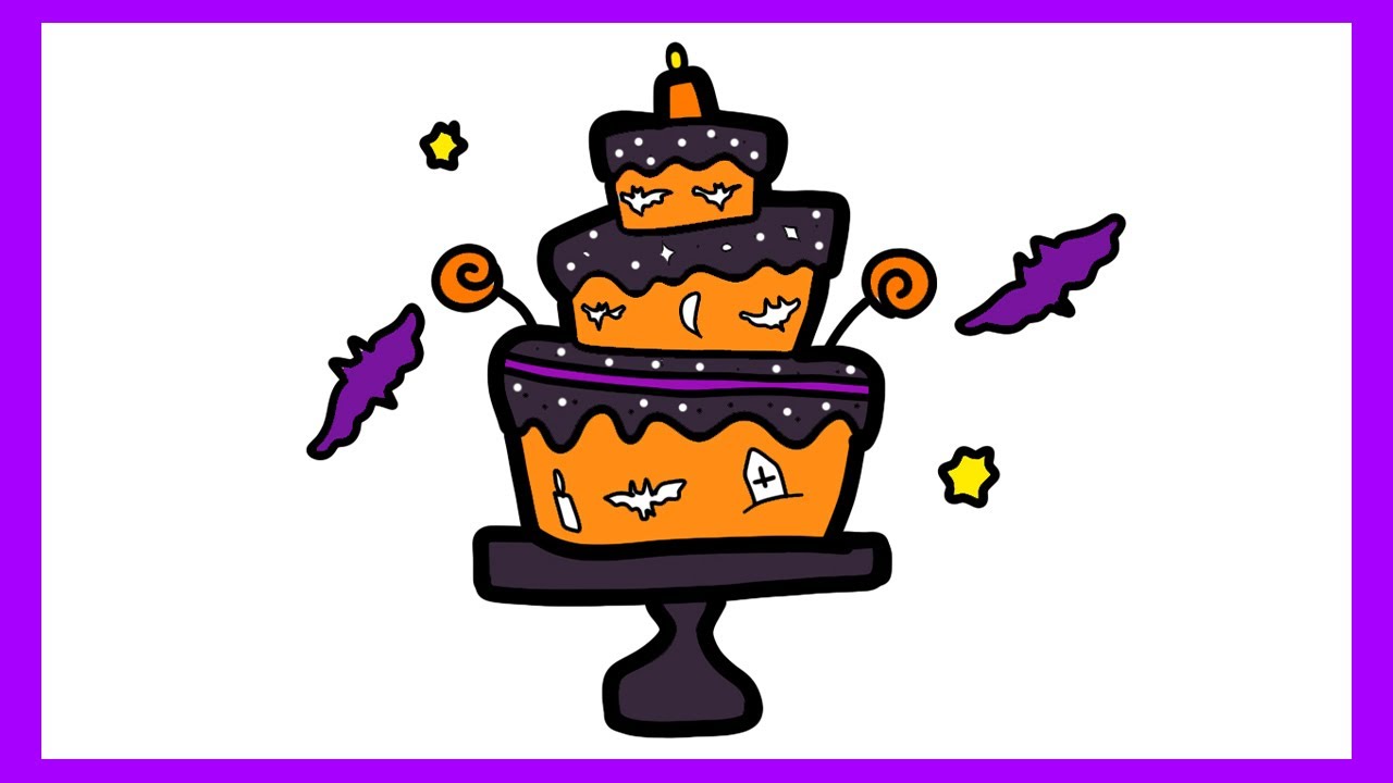 How To Draw A Halloween Cake | Halloween celebration drawing | Cake ...