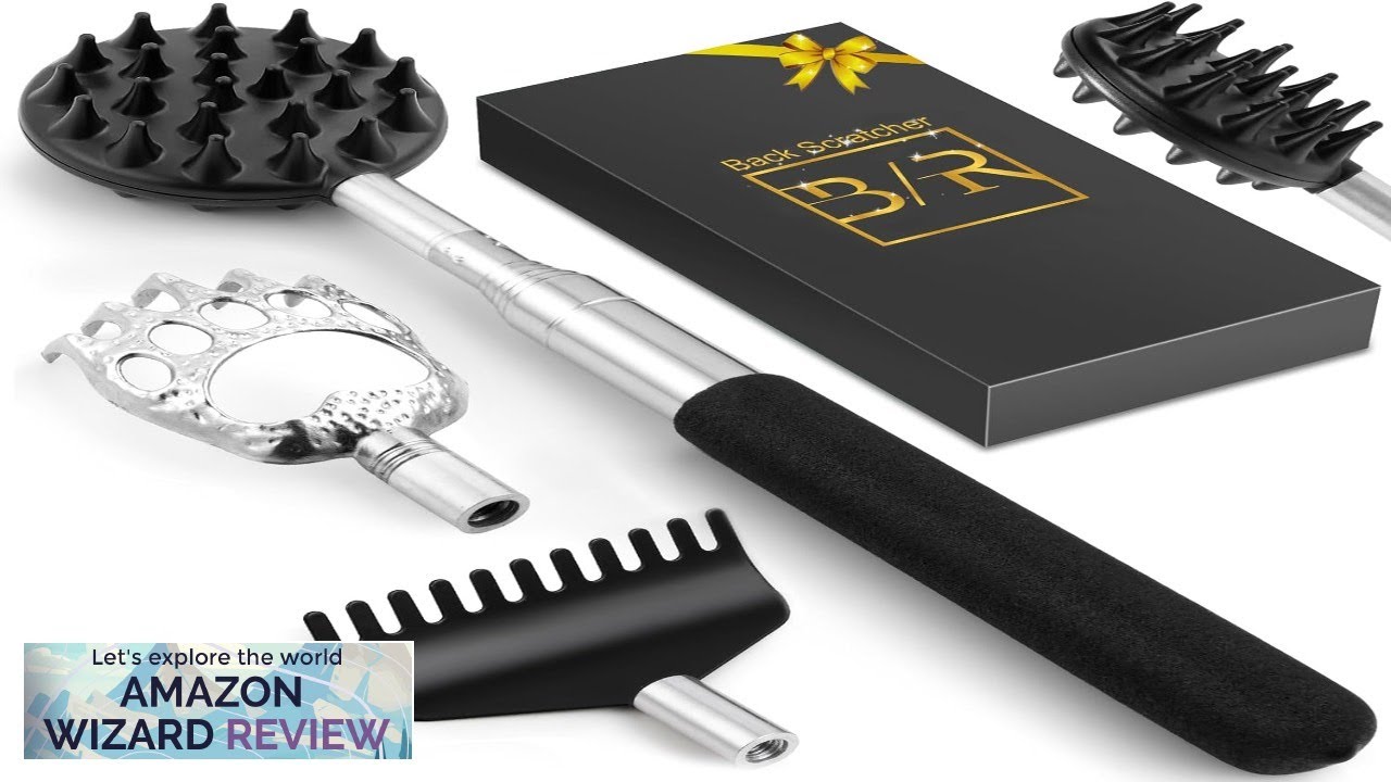 TUKUOS Telescoping Back Scratcher with 3Pcs Detachable Scratching Heads ...
