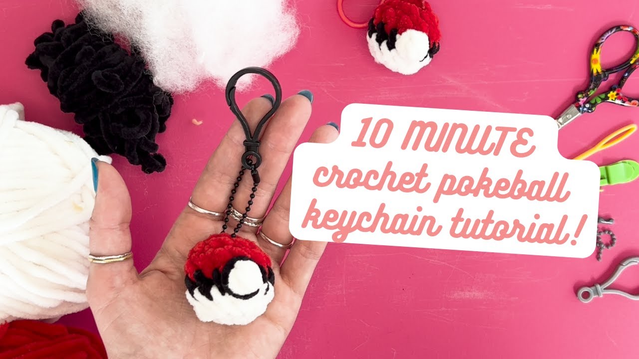 EASIEST 10 MINUTE Pokeball Keychain Crochet Pattern/tutorial! - YouTube