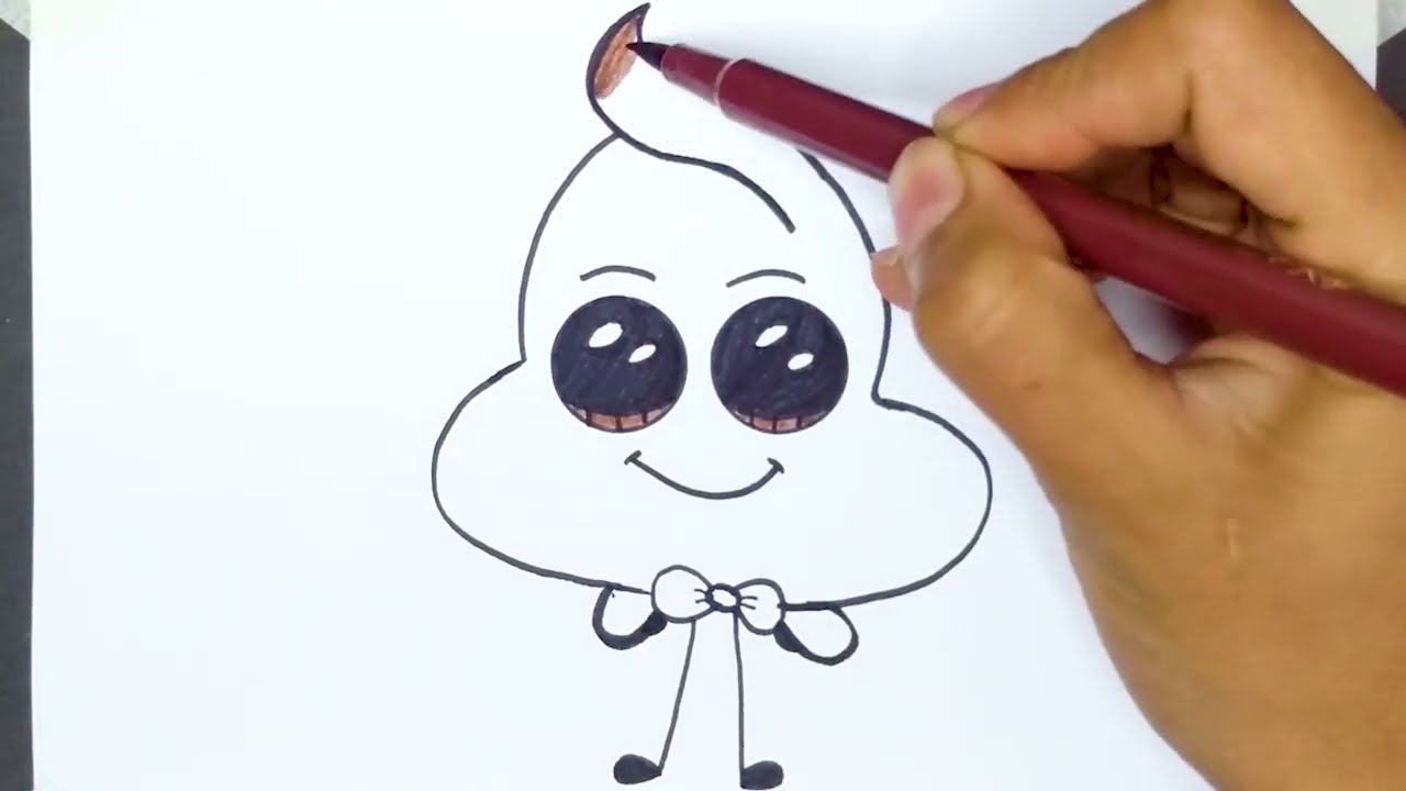 How To Draw Poop Emoji 💩 | Easy Step By Step | Easy Cute Drawings - YouTube