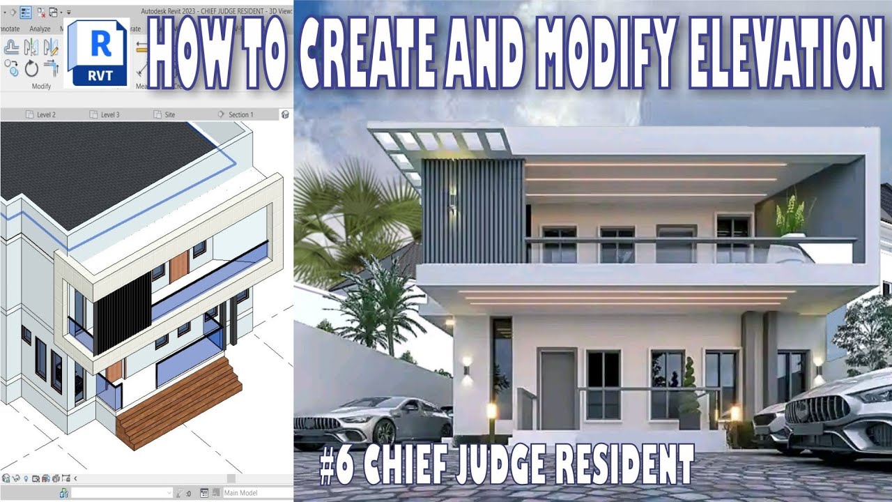 #6 HOW TO CREATE AND MODIFY ELEVATION CHIEF JUDGE RESIDENT IN REVIT ...
