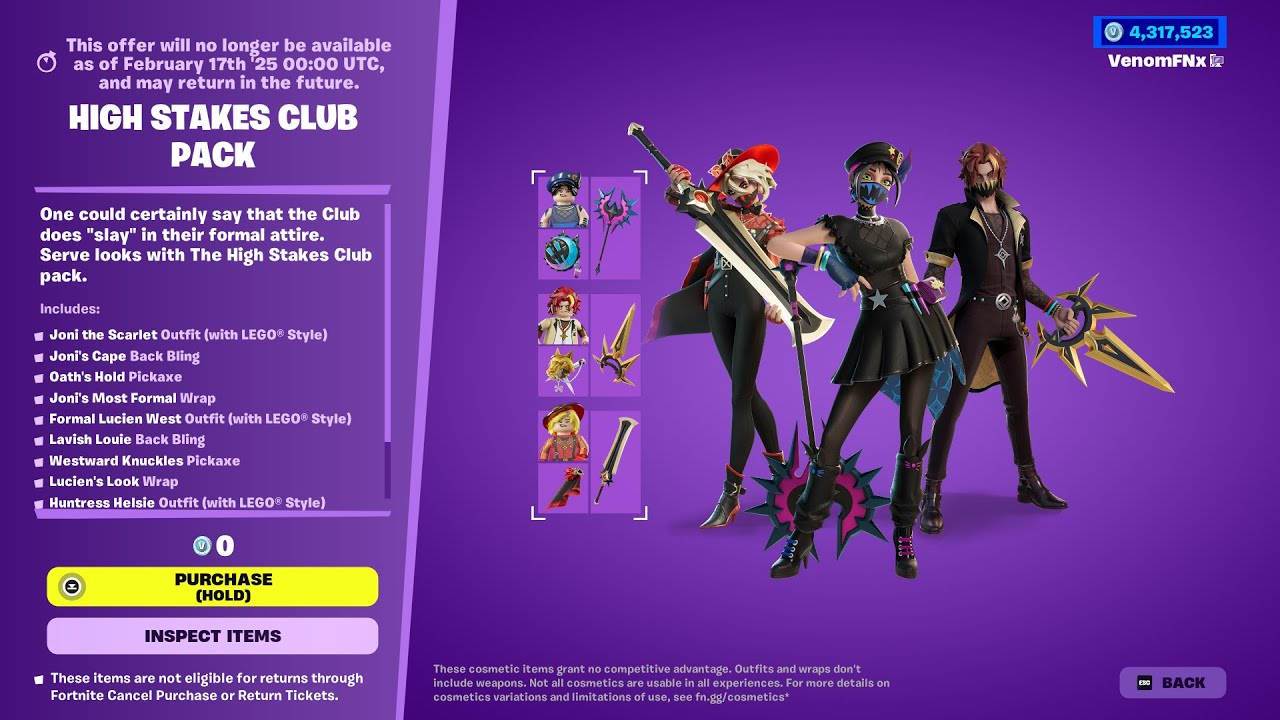 Chloe Kim Bundle and High Stakes Club Bundle Fortnite Item Shop - YouTube