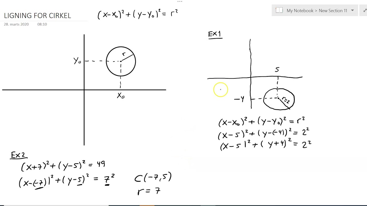 Ligning for cirkel - YouTube
