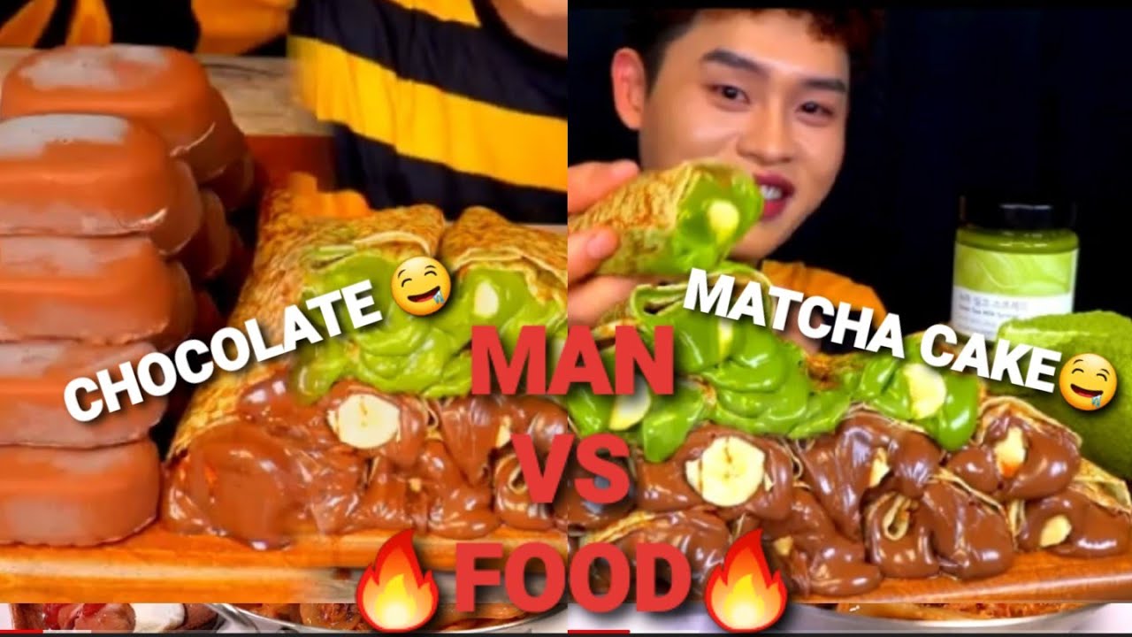 MACHA CAKE AND CHOCOLATE ICE CREAM MUKBANG|MAN VS FOOD|KOREAN MUKBANG ...