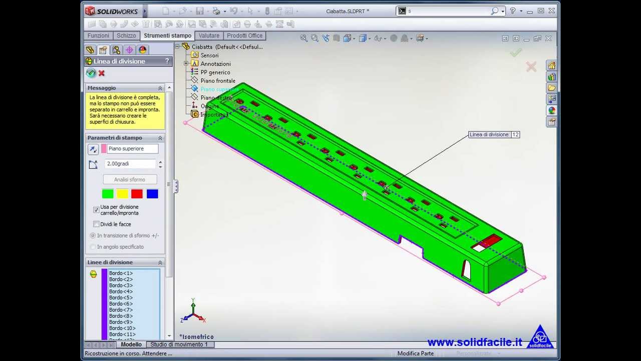SolidWorks: Stampi - Punzone laterale e analisi di sottosquadro - YouTube