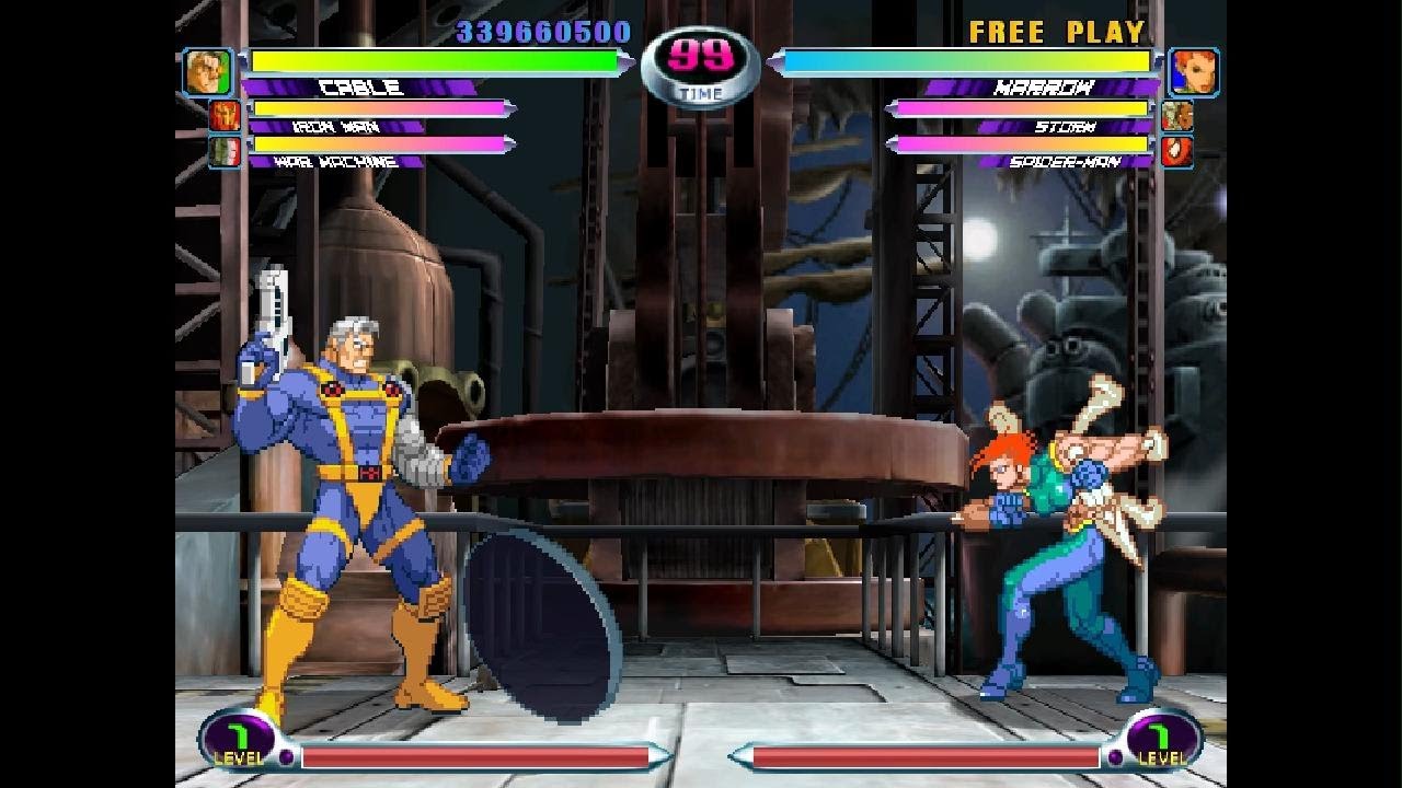 MvC2 - Cable, Iron Man, War Machine vs Marrow, Storm, Spider-Man - YouTube