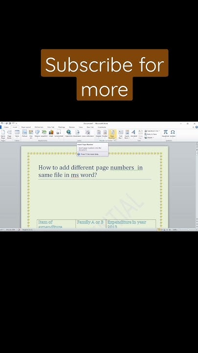 how to add different page numbers in same file - YouTube