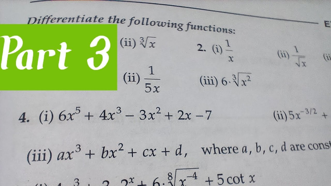 Differentiation basic questions part 3 # mathematics _ class 12 - YouTube