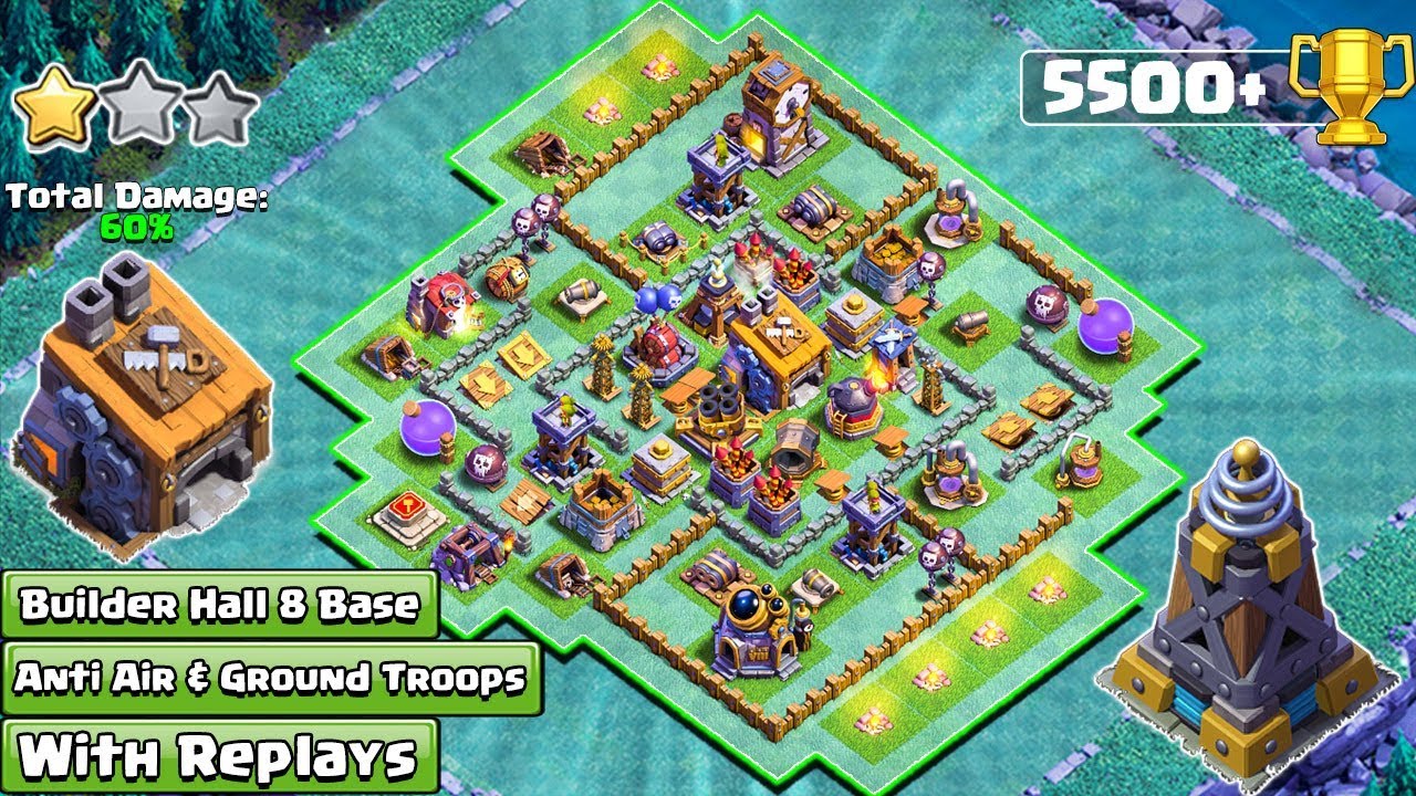 BEST BH8 Base Layout With Replay 2018 | Anti 2 & 3 Star BH8 Base 2018 ...