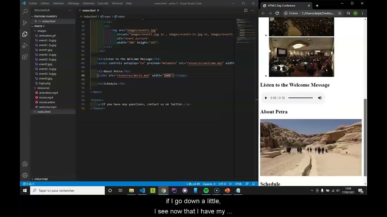 Learn HTML 5 3 3 create an audio video player - YouTube