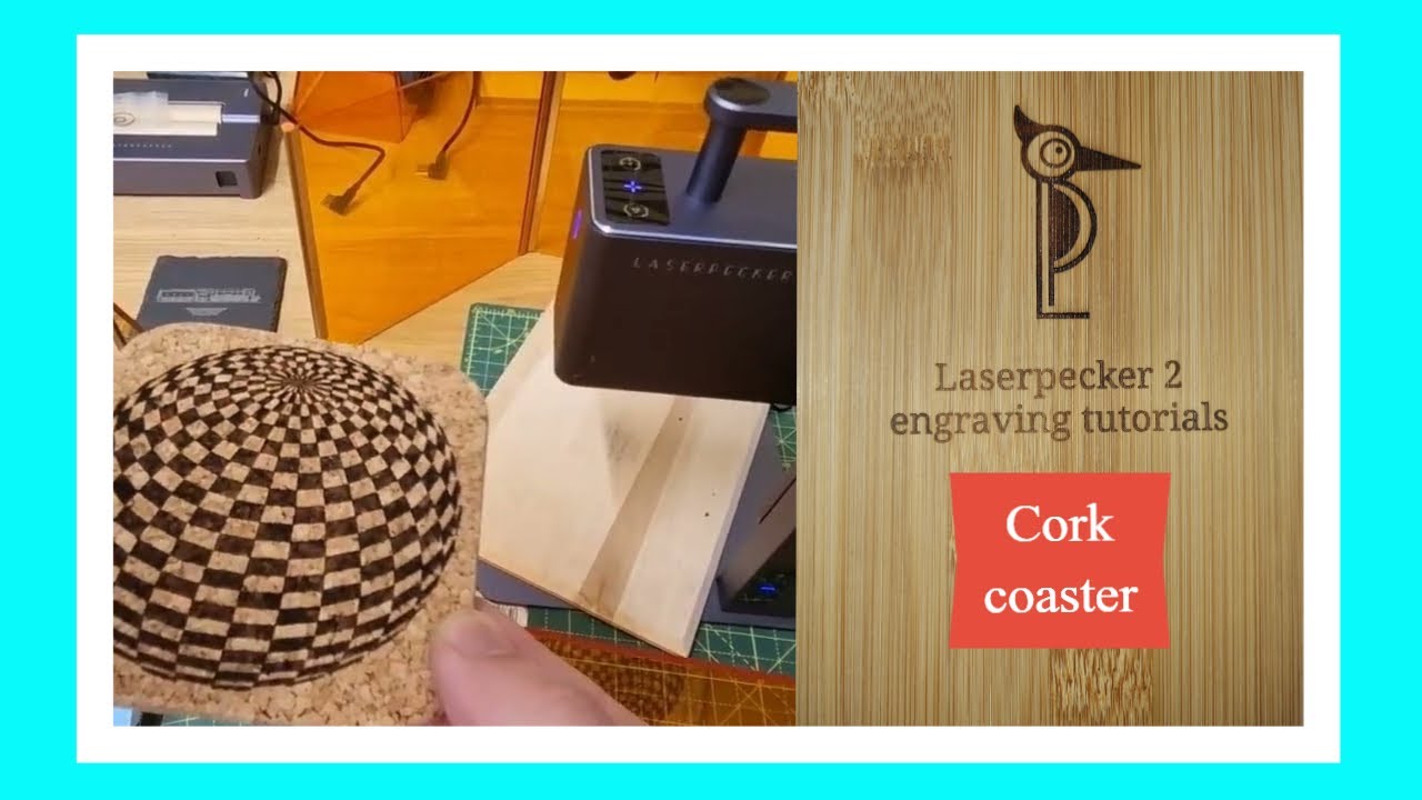 Cork coaster laser engraving using the Laserpecker 2 - YouTube
