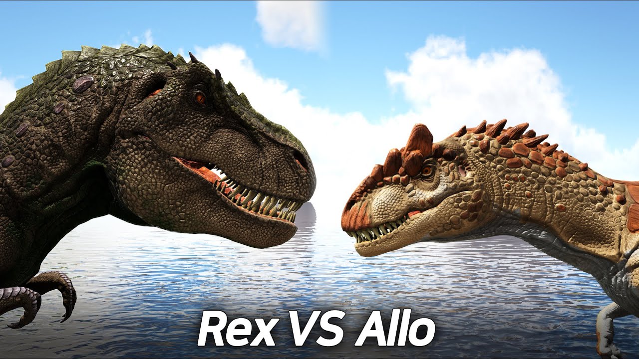30 Rex vs 100 Allosaurus , 렉스 vs 알로 - ARK Survival Evolved(Ver.2021 ...
