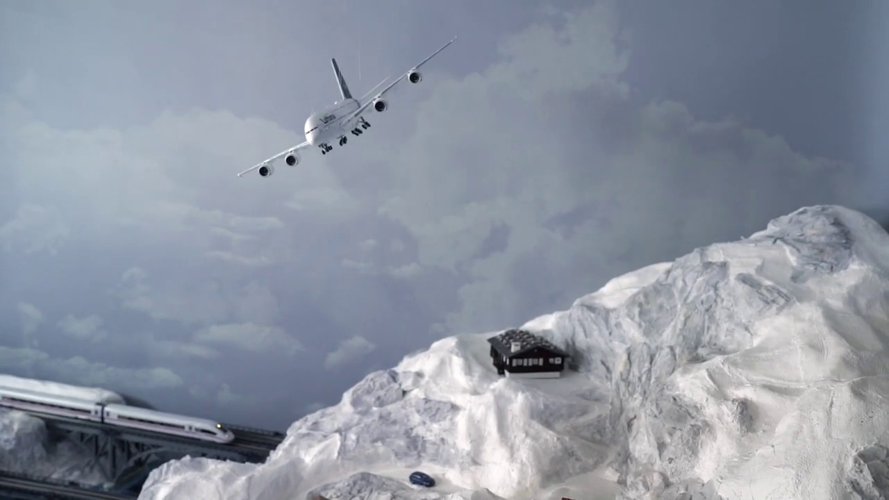 A380 Flyover of N Scale Wunderland! - YouTube