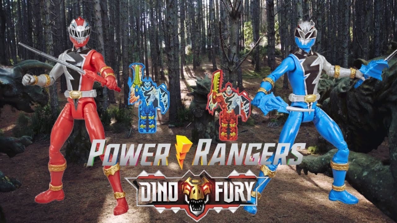 Power Rangers Dino Fury Red and Blue Ranger Action Figure Review - YouTube
