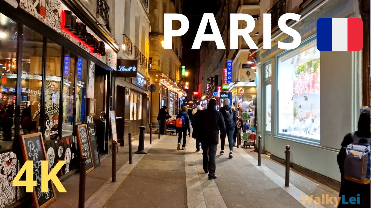 Paris, France - Walking tour in the Latin Quarter by Night - Paris 4K ...