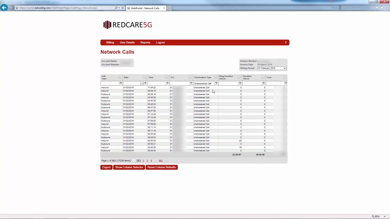 Online Billing | Manage the cost of calls made | Redcare5G